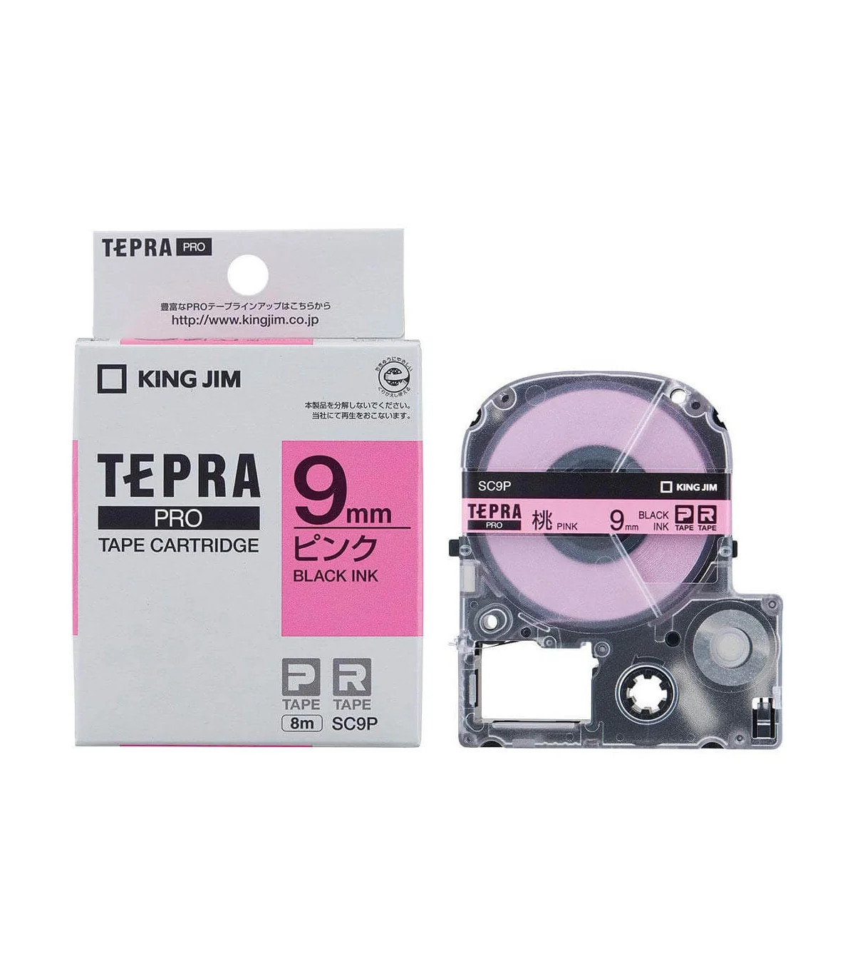 Tepra SC9P (Chữ Đen Nền Hồng, Khổ 9mm) | ⓿ | METAKING