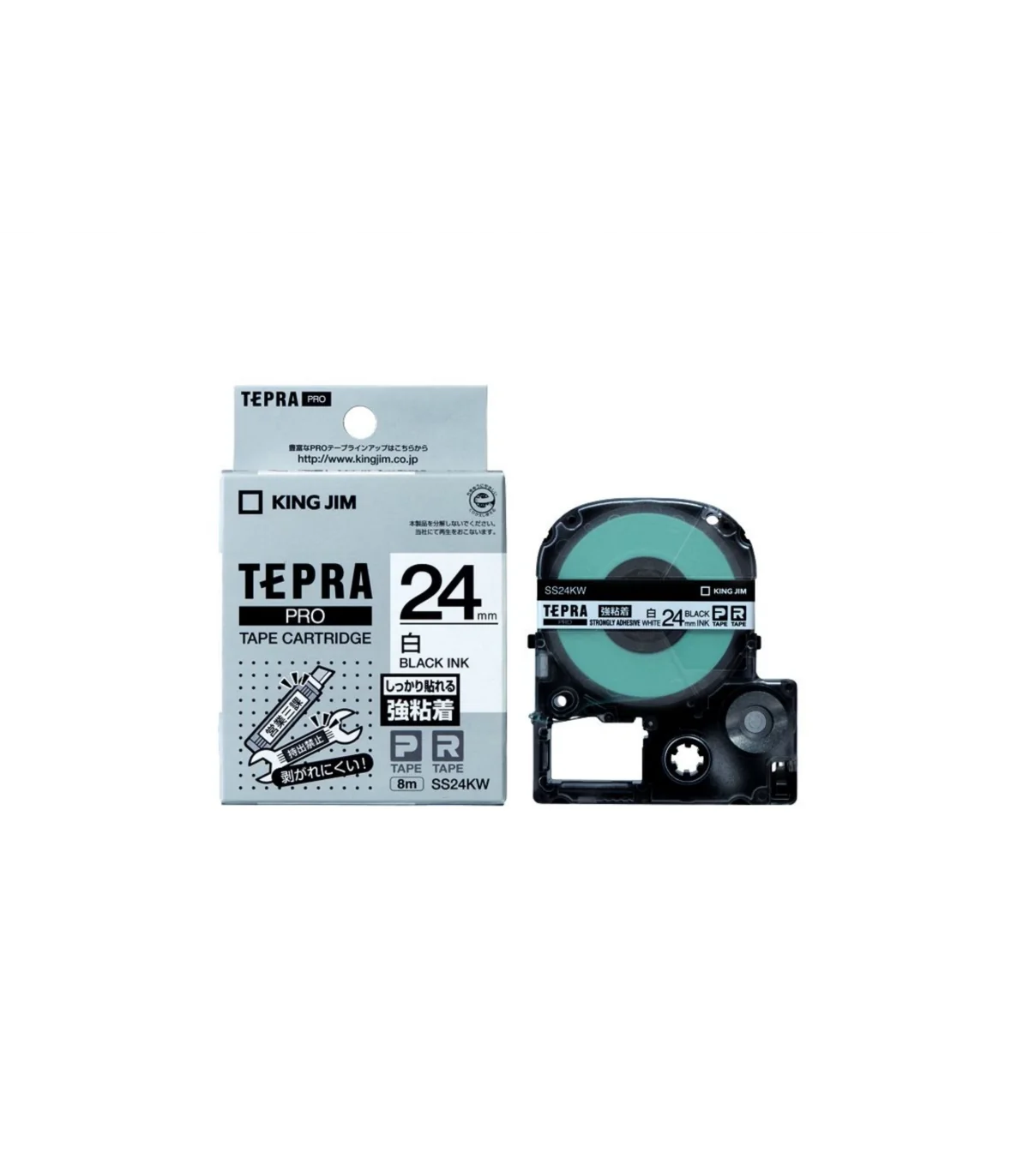 Tepra SS24KW (Chữ Đen Nền Trắng, Khổ 24mm, Siêu Dính) | ⓿ | METAKING