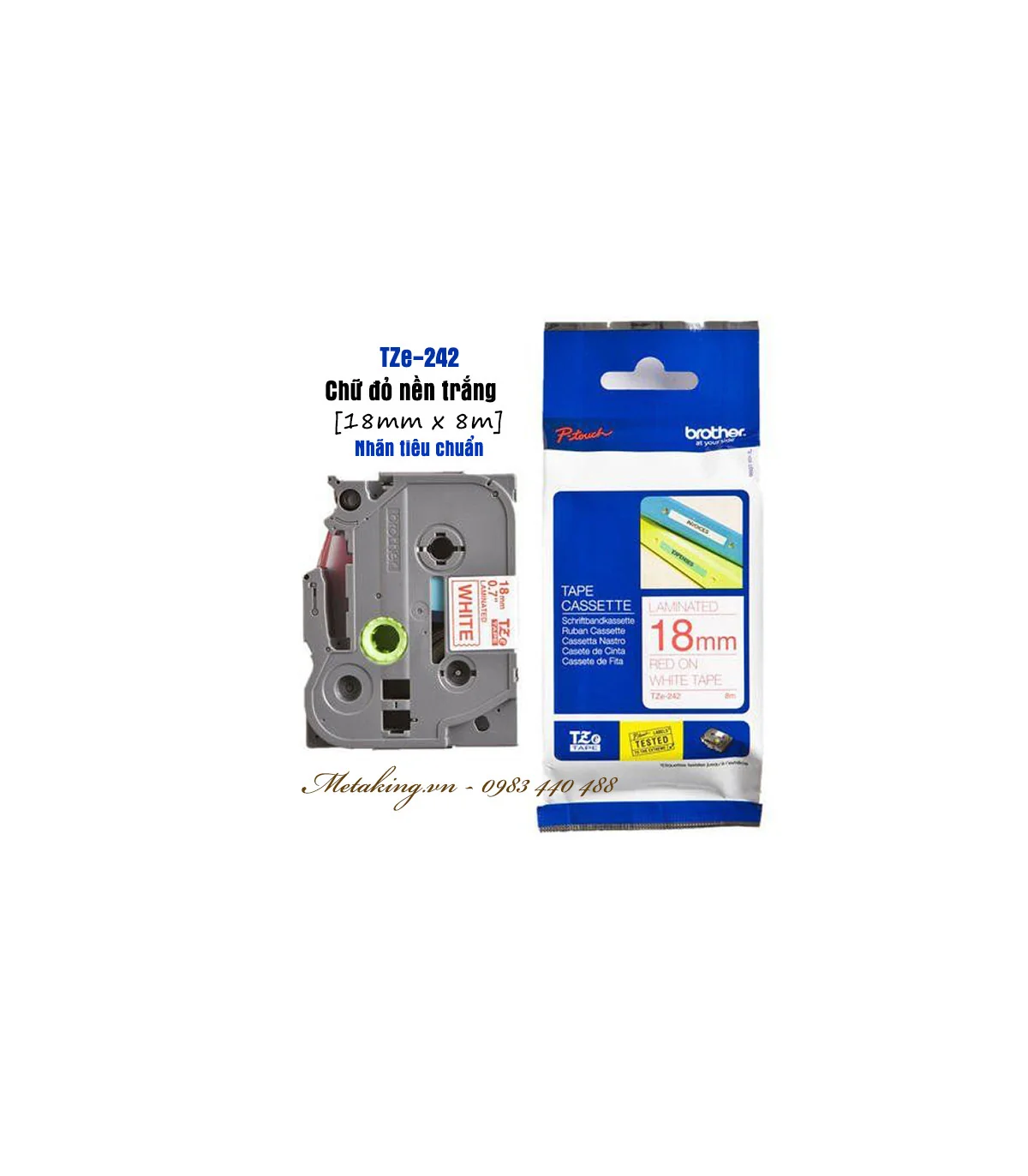 Brother TZe-242, Khổ 18mm, Dài 8m, Red On White, Chống Thấm Nước | ⓿ ...