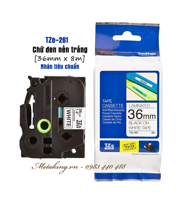 Brother TZe-261, Khổ 36mm, Dài 8m, Black On White, Chống Thấm Nước | ⓿ ...